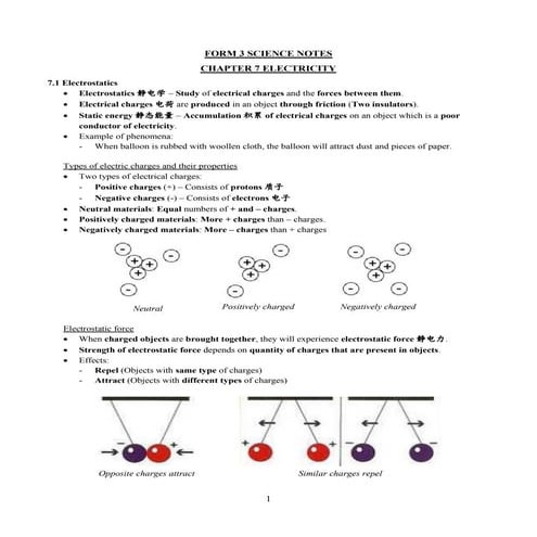 Chapter 7 Electricity | PDF