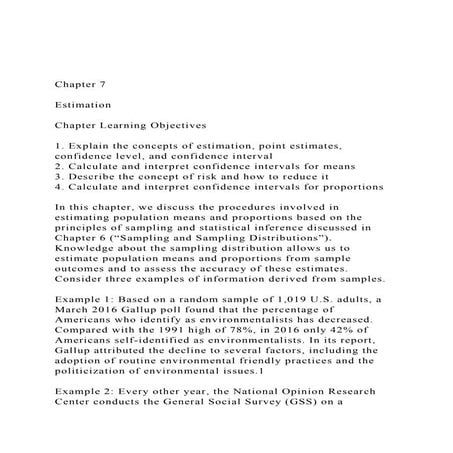 Chapter 7 Estimation Chapter Learning Objectives 1.docx