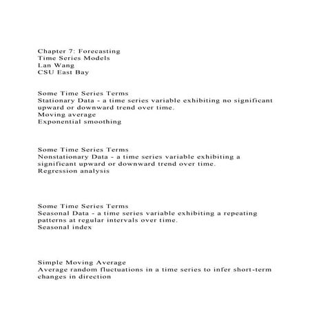 Chapter 7 Forecasting Time Series Modelslan Wangcsu East Docx
