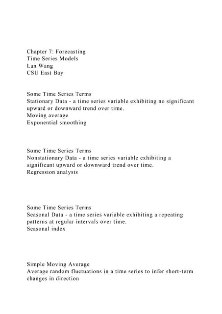 Chapter 7 Forecasting Time Series Modelslan Wangcsu East Docx