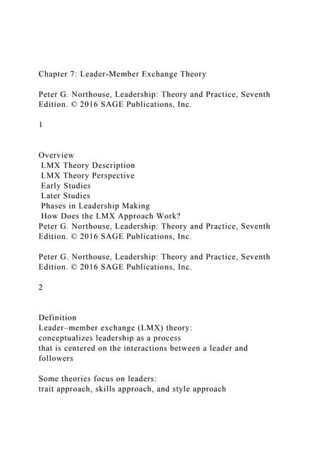 Leadership Member Exchange (LMX) Theory pdf. | PPT