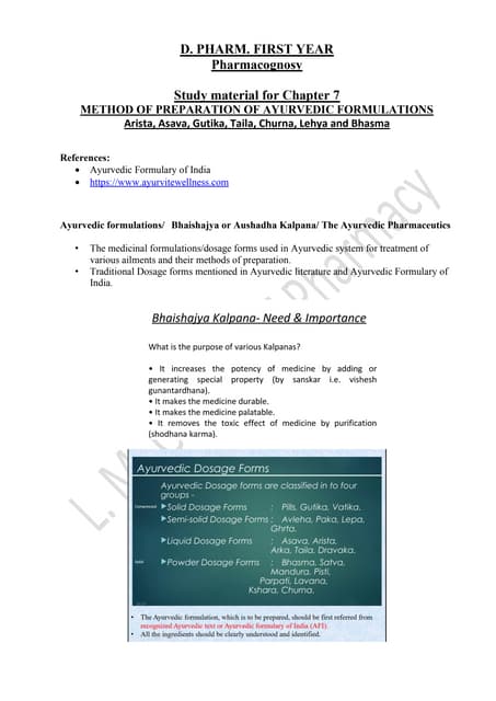 Traditional Ayurvedic Dosage Forms | PPT