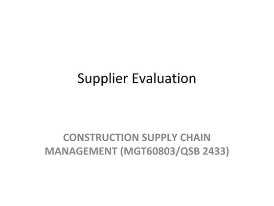 10C Framework for Suppler Performance Evaluation | PPT