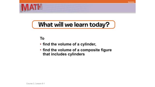 Volume- Mathematics | PPT