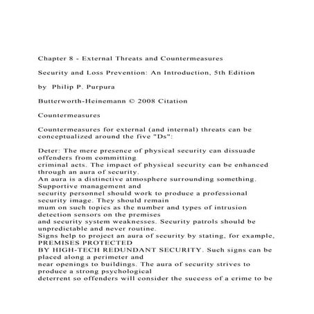 Chapter 8 - External Threats and CountermeasuresSecurity a.docx