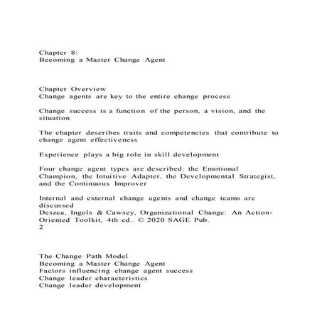 Chapter 8 Becoming a Master Change AgentChapter Overv | PDF