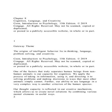Chapter 8Cognition, Language, and CreativityCoon, Introducti | DOCX