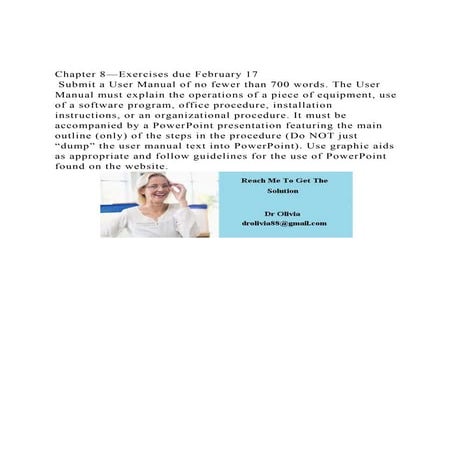 Chapter 8 Exercises Due February 17 Submit A User Manual Of No Docx