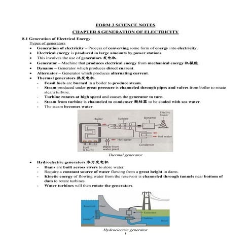 Chapter 8 Generation of Electricity | PDF