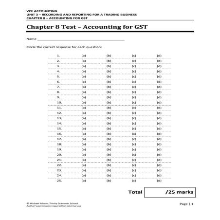 Chapter 8 GST Clearing and Settlements - Test | PDF