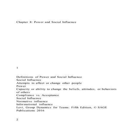 Chapter 8 Power and Social Influence | DOCX