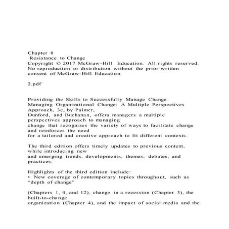 Chapter 8 resistance to change copyright © 2017 mcgraw | DOCX