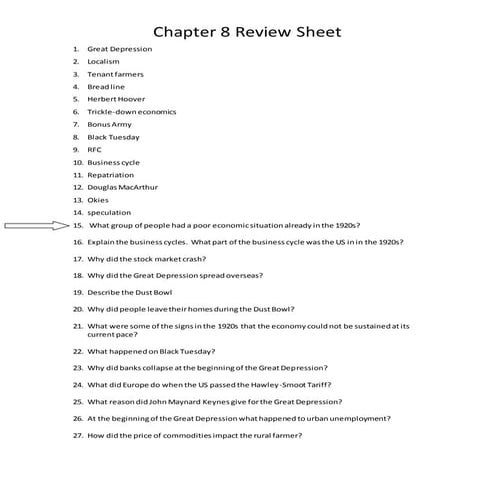 Chapter 8 review sheet 2010 | PDF