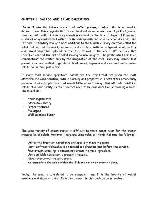 Salads & salad dressing | PPT