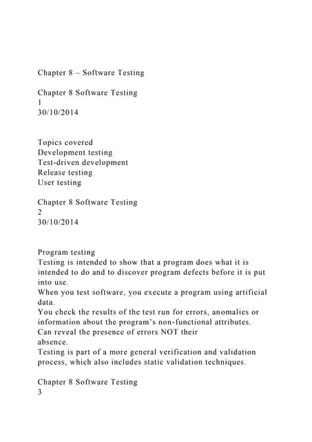 Chapter 8 Software Testingchapter 8 Software Testing13 Docx