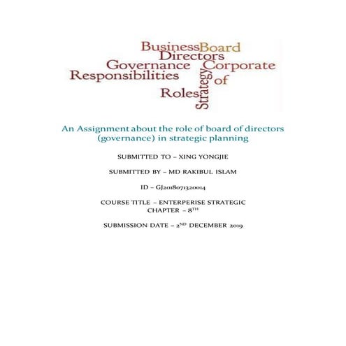 An assignment about the role of board of directors in Strategic ...