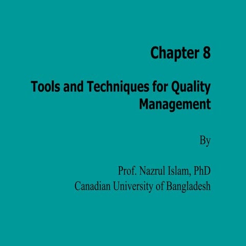 Tools and Techniques for Quality Management | PPT