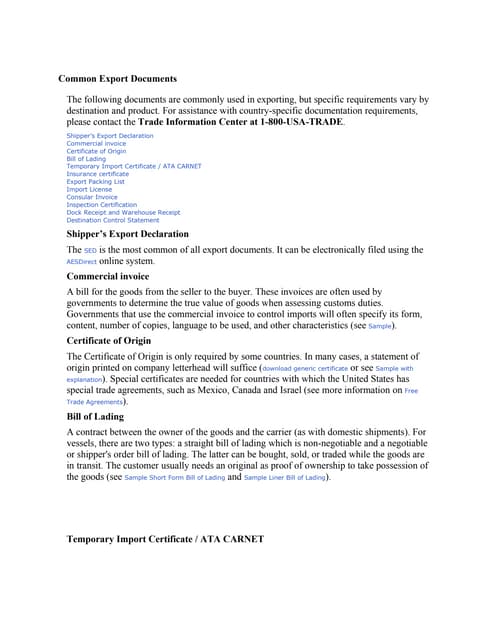 International Trade Documents: 10 Top Documents | PPT