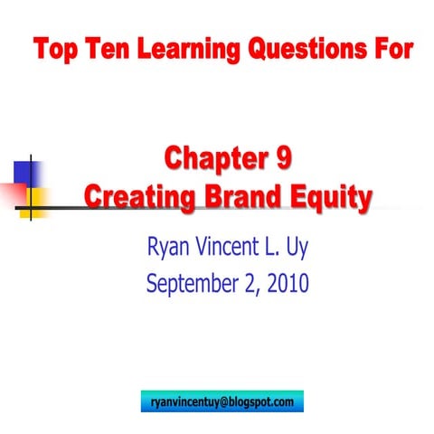 Chapter 9 Creating Brand Equity Learning Questions | PPT