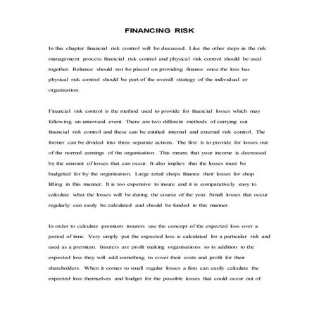 Chapter 9 financing risk | PDF