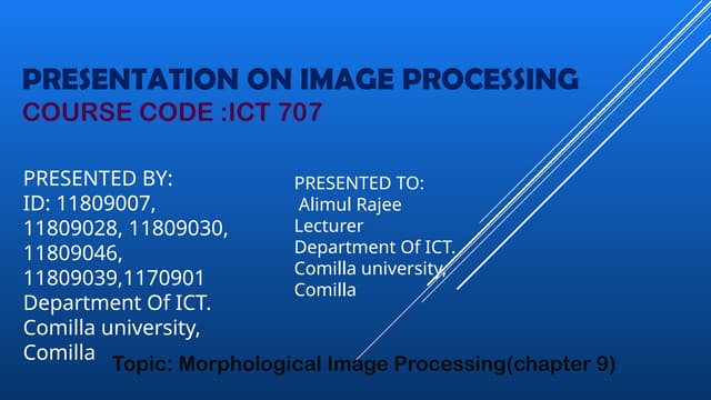 Morphological image processing | PPTX
