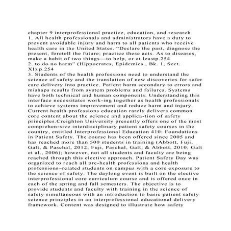 chapter 9 interprofessional practice, education, and research1. .docx | Education
