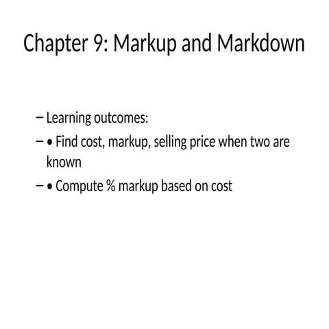 Business math - Mark on- up and Mark down | PPTX