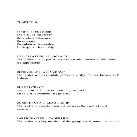 CHAPTER 9Patterns of leadershipExploitative autocracyB | PDF