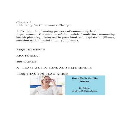 Chapter 9 Planning for Community Change1. Explain the pla.docx