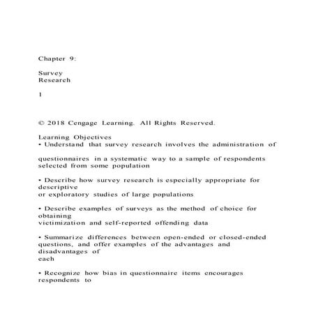 Chapter 9Survey Research1© 2018 Cengage Lea | DOCX