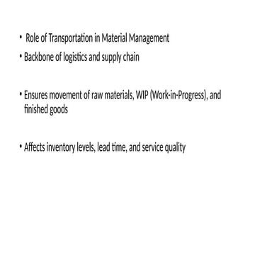 chapter 9 transportation material management | PPTX