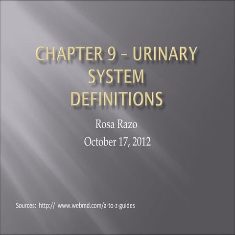 Chapter 9 – urinary system | PPT