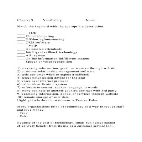 Chapter 9 Vocabulary Name Match the keyword with the appr.docx