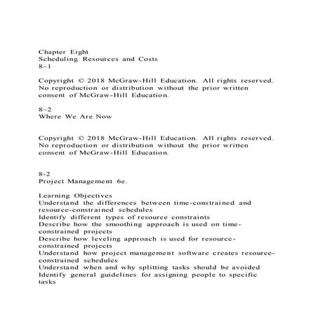 Chapter EightScheduling Resources and Costs8–1Copyright | DOCX