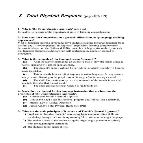 Chapter eight total physical response | PDF | Education