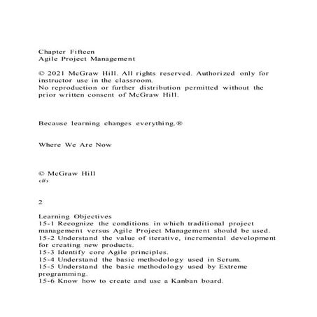 Chapter FifteenAgile Project Management© 2021 McGraw Hill. | DOCX