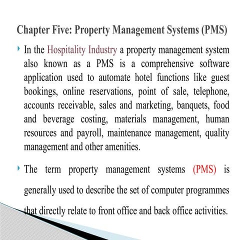 Chapter Five. property management system | PPTX