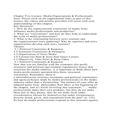 COMS305: Media Organisations and Professionals | PPT