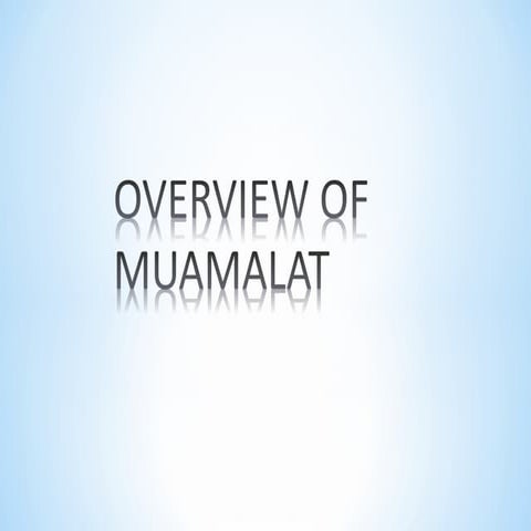Overview Of Muamalat | PPT