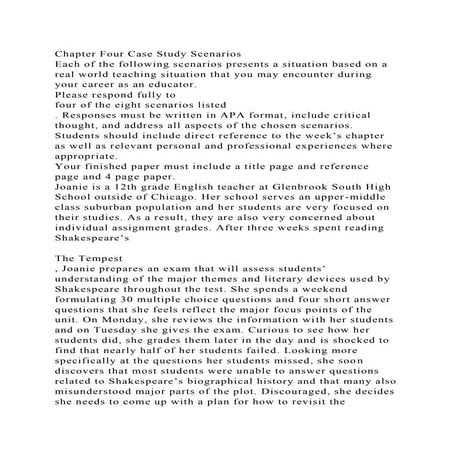 Chapter Four Case Study ScenariosEach of the following scenarios p.docx