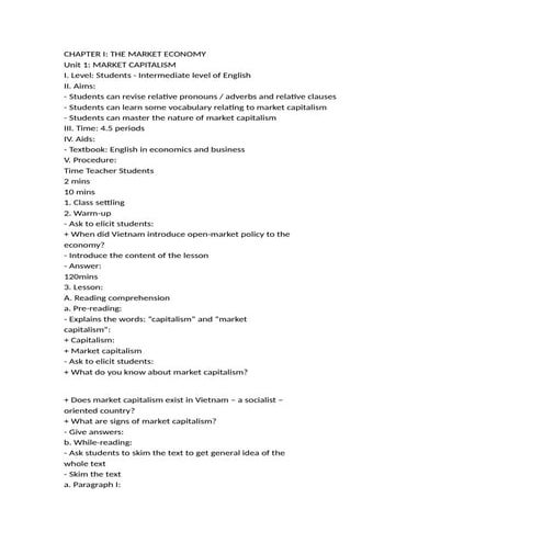 CHAPTER I - The market economy in english | PDF