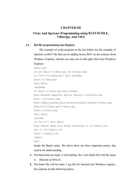 virus programming using batch file | PDF virus programming using batch file | PDF