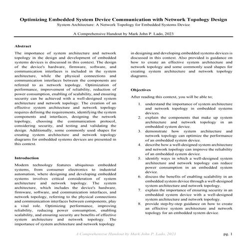 Optimizing Embedded System Device Communication With Network Topology Design Pdf Operating