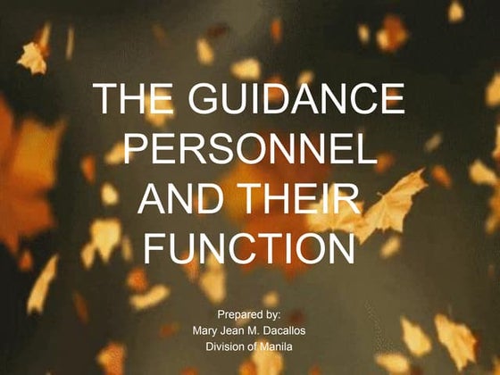 GUIDANCE PERSONNEL AND THEIR FUNCTION | PPT