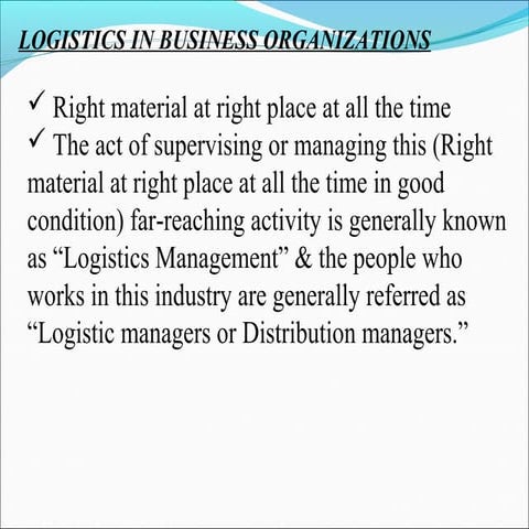 logistic in business & 3 C's | PPT