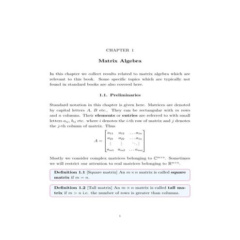 Some notes on Matrix Algebra | PDF