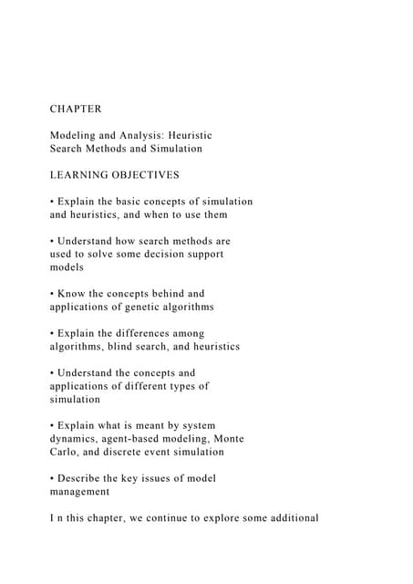 Chapter Modeling And Analysis Heuristic Search Methods Docx