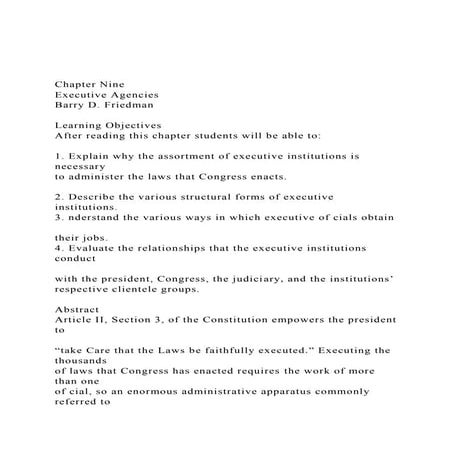 Chapter NineExecutive AgenciesBarry D. FriedmanLearnin.docx