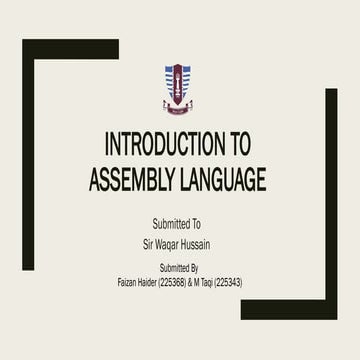 Introduction to Assembly Language (Chapter No 1) | PPTX