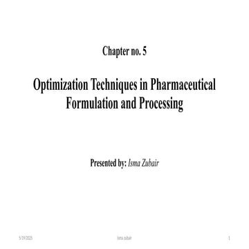 Optimization Techniques in Pharmaceutical Formulation and Processing | PPTX